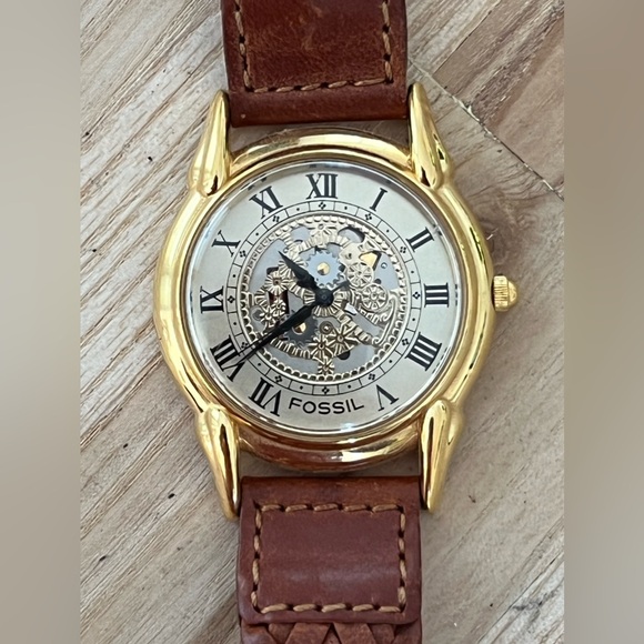 Fossil | Accessories | Fossil Rare Vintage Skeleton Watch Goldtone Case ...